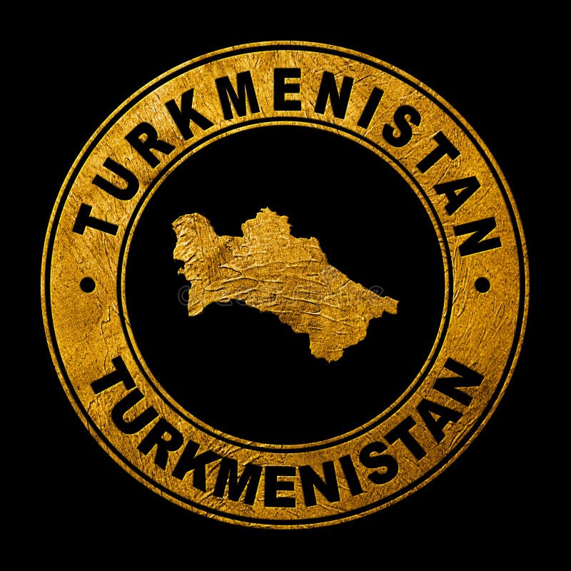 Gold Emblem of Turkmenistan Map Stock Illustration - Illustration of ...