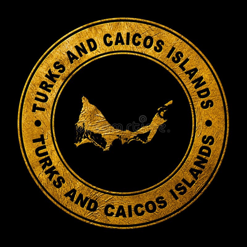 Gold Emblem of Turks and Caicos Islands Map Stock Illustration ...