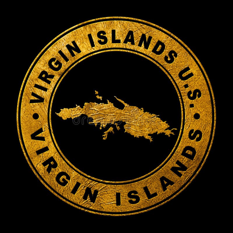 Gold Emblem of Virgin Islands US Map Stock Illustration - Illustration ...