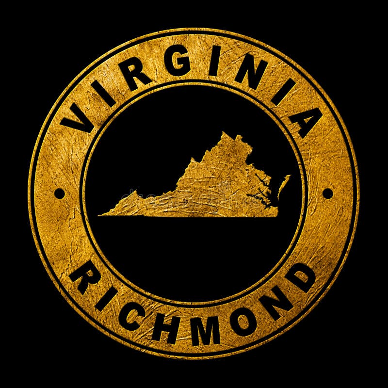 Gold Emblem of Virginia Map Stock Illustration - Illustration of ...