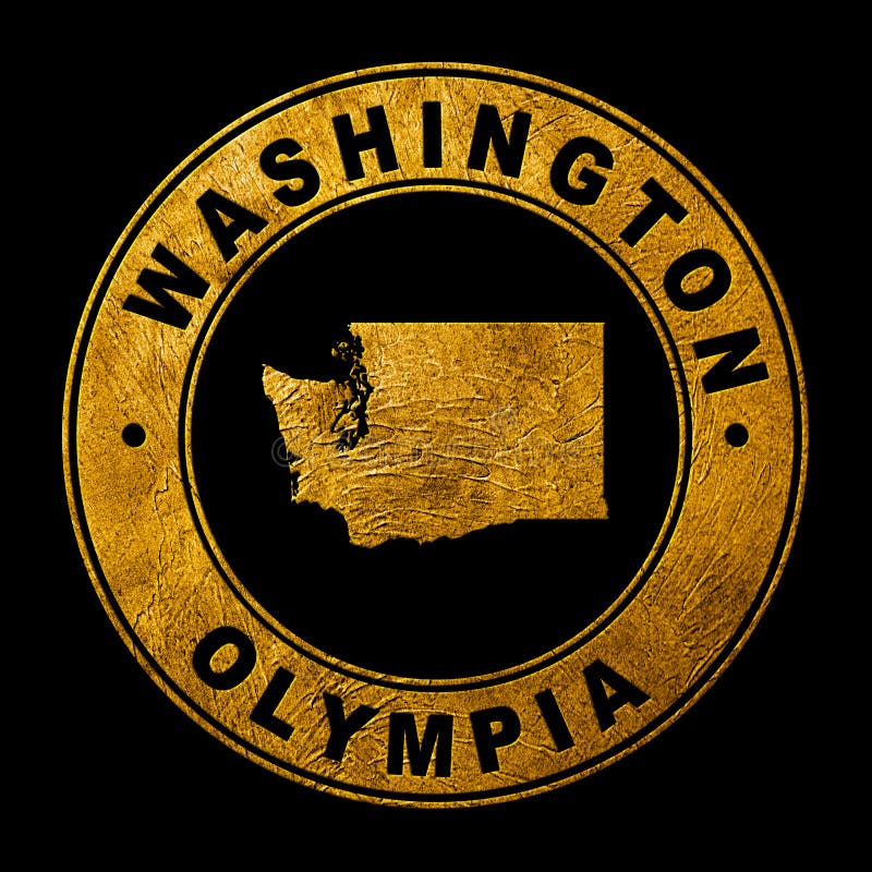 Gold Emblem of Washington Map Stock Illustration - Illustration of ...