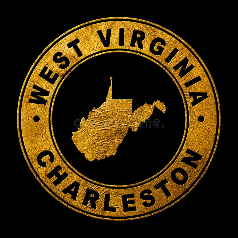 Gold Emblem of West Virginia Map Stock Illustration - Illustration of ...