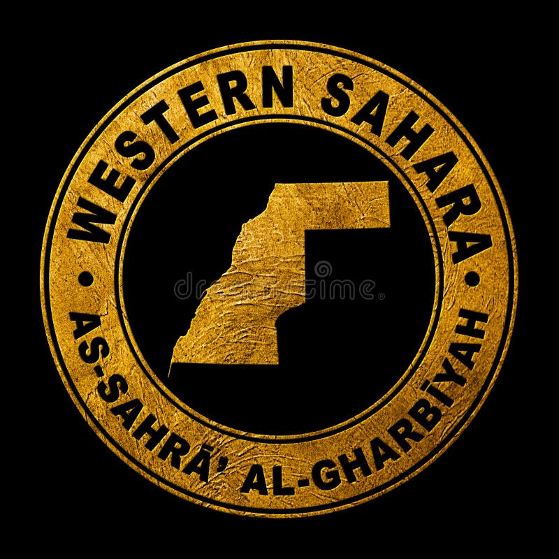 Gold Emblem of Western Sahara Map Stock Illustration - Illustration of ...
