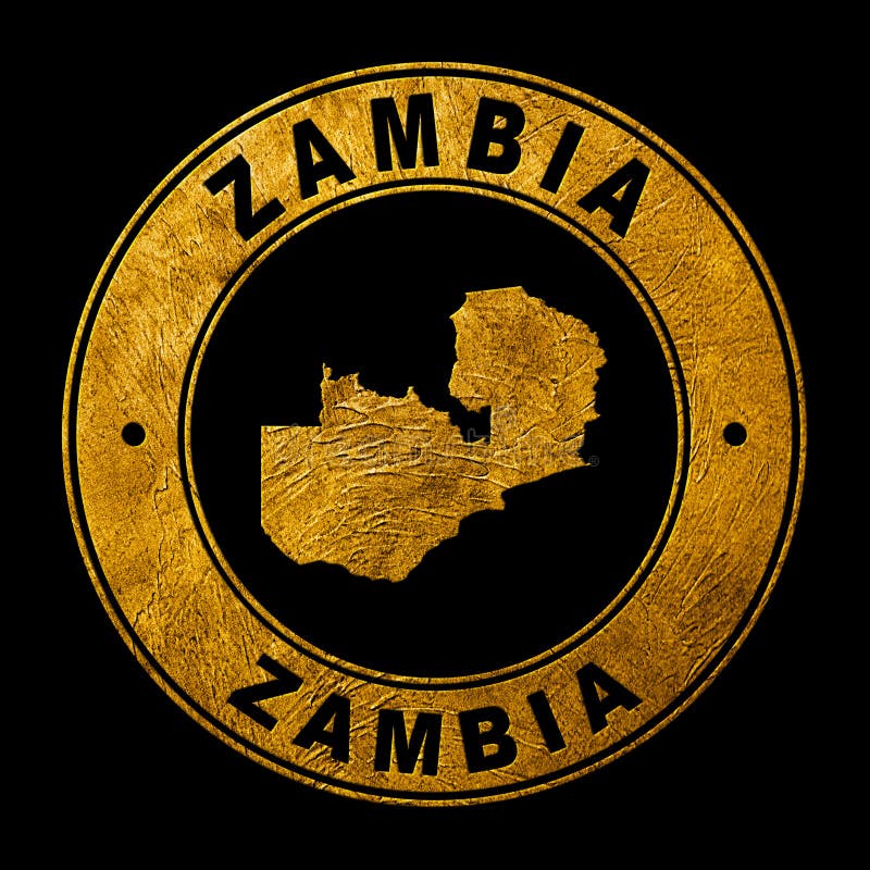 Gold Emblem of Zambia Map stock illustration. Illustration of vintage ...