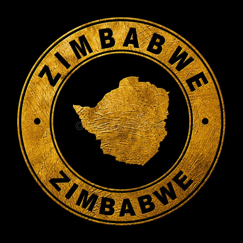 Gold Emblem of Zimbabwe Map Stock Illustration - Illustration of label ...