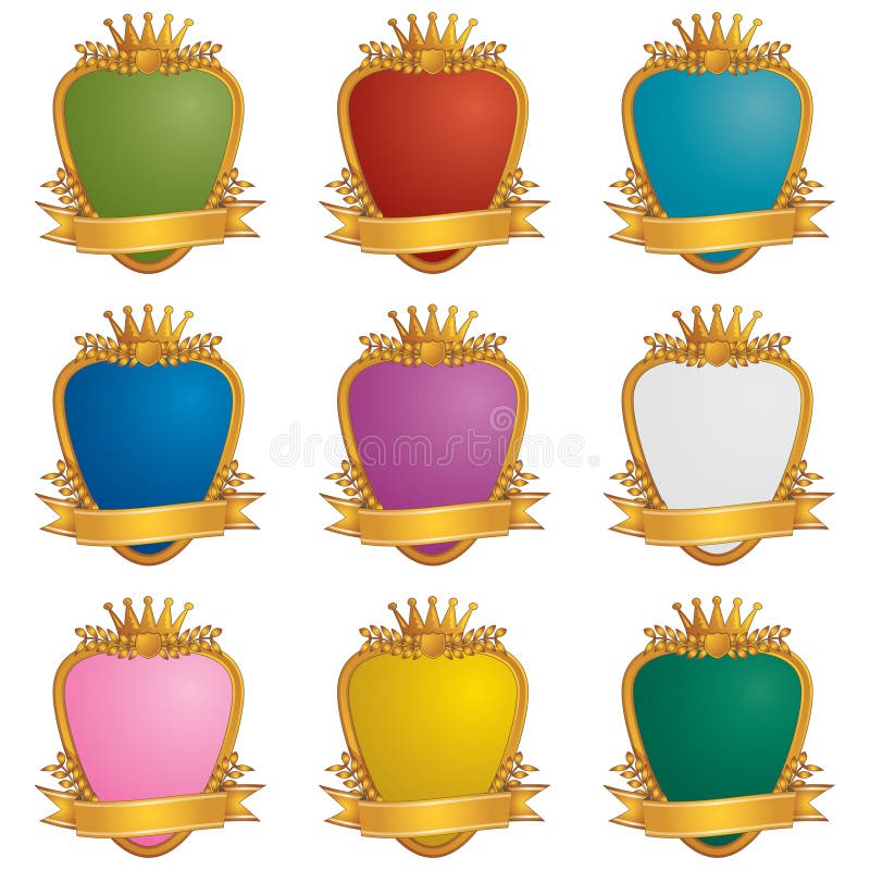 Gold emblems stock vector. Illustration of gradient, badge - 24593487