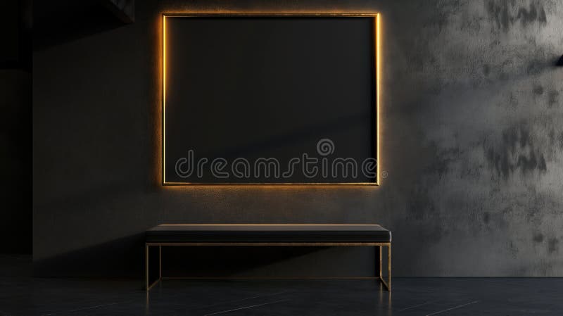 Gold Empty Frame with Backlight on the Grunge Wall. Generative AI Stock ...