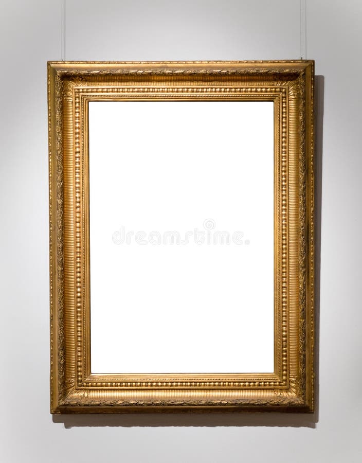Gold Empty Frame on White Wall Stock Photo - Image of deco, exhibition ...