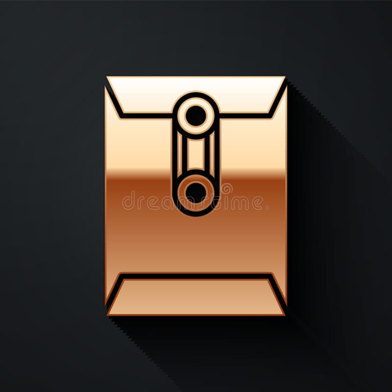 Gold Envelope Icon Isolated on Black Background. Email Message Letter ...