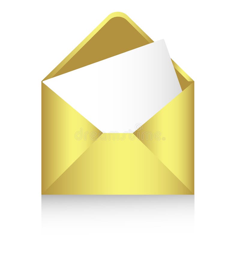 Gold Envelope with a Sheet of Paper, Vector Stock Vector - Illustration ...