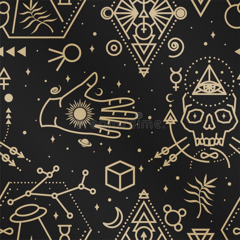 Magic Alchemy Sacred Geometry Seamless Stock Illustrations – 252 Magic ...