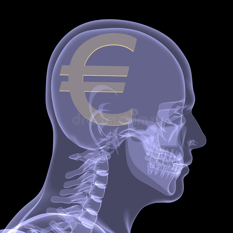 3d Skeleton Has a Euro Currency Symbol Inside His Head Stock ...
