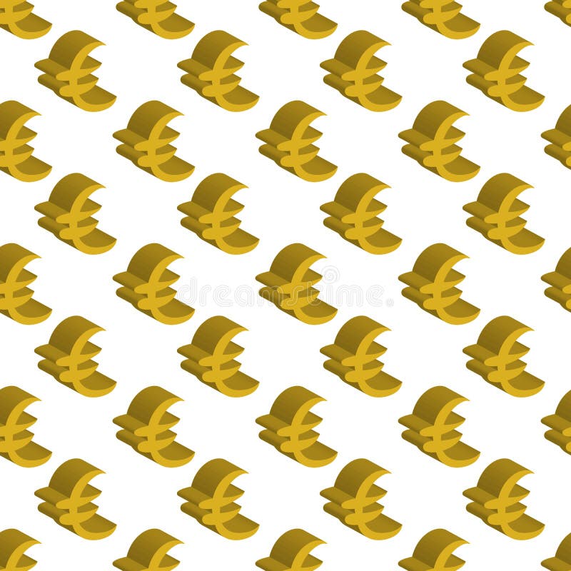 Gold Euro Money Small Sizes. Seamless Pattern. Vector Illustration ...