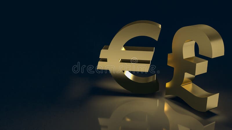 The Gold Euro and Pound Symbol for Business Concept 3d Rendering Stock ...