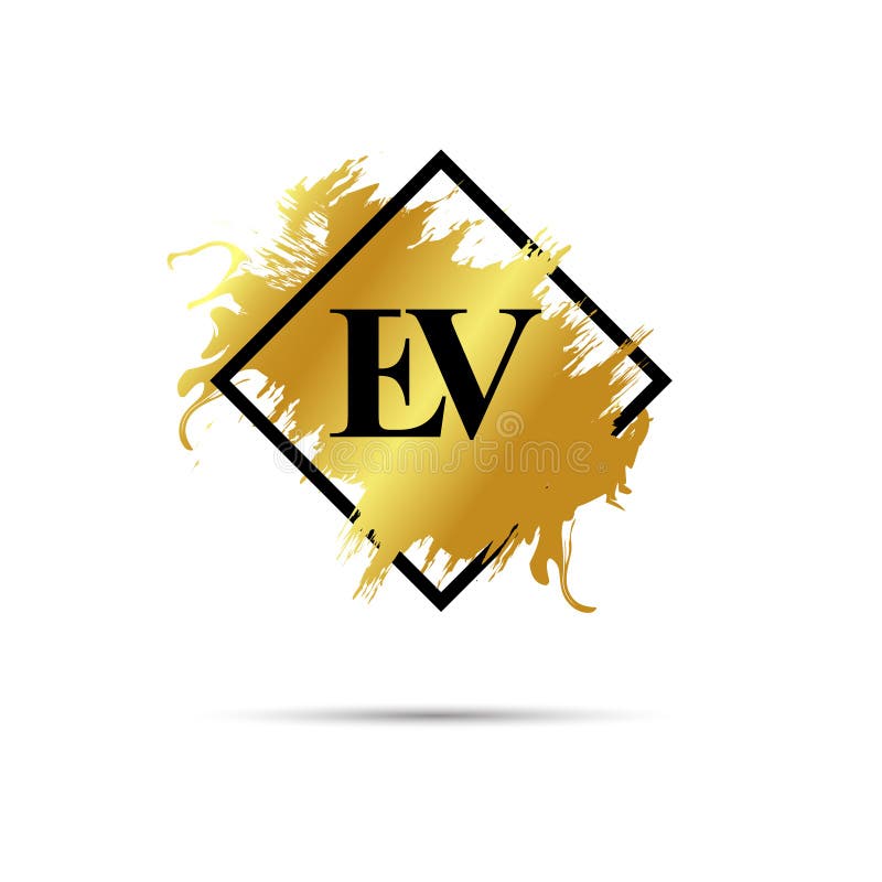 Gold EV Logo Symbol Vector Art Design Stock Vector - Illustration of ...