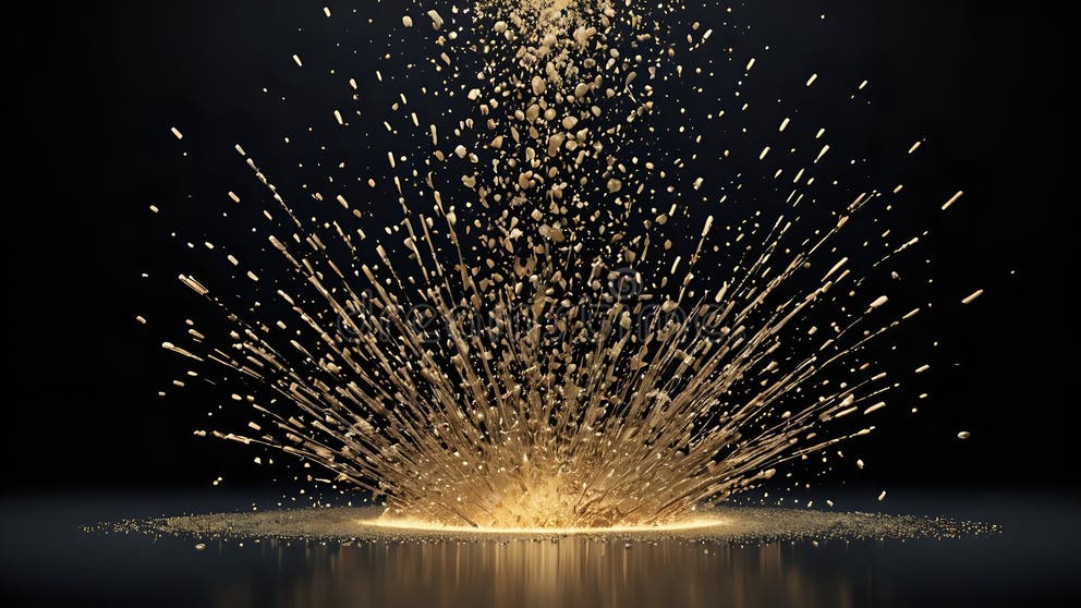 Gold Explosion Burst on Black Background AI Generated. Stock Photo ...