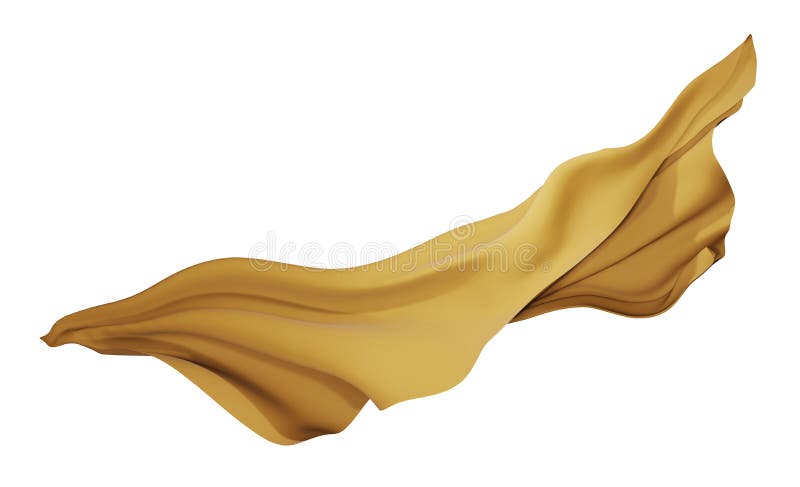 Gold Cloth Flying in the Wind Isolated on Black Background 3D Render ...