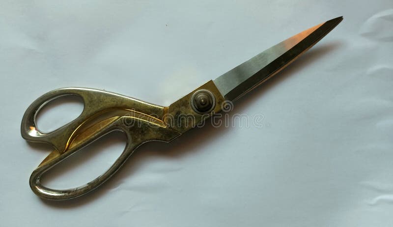 Gold Fabric Scissors for Sewing Stock Photo - Image of tool, clothes ...