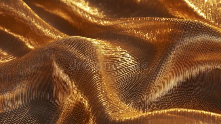Gold Fabric Texture with Flowing, Ribbed Patterns Stock Photo - Image ...