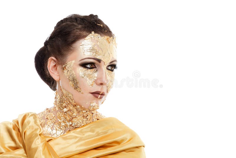 Gold face make-up stock image. Image of healthy, high - 103897807