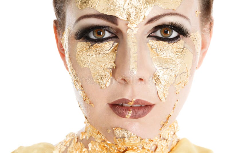 Gold face make-up stock image. Image of healthy, high - 103897807