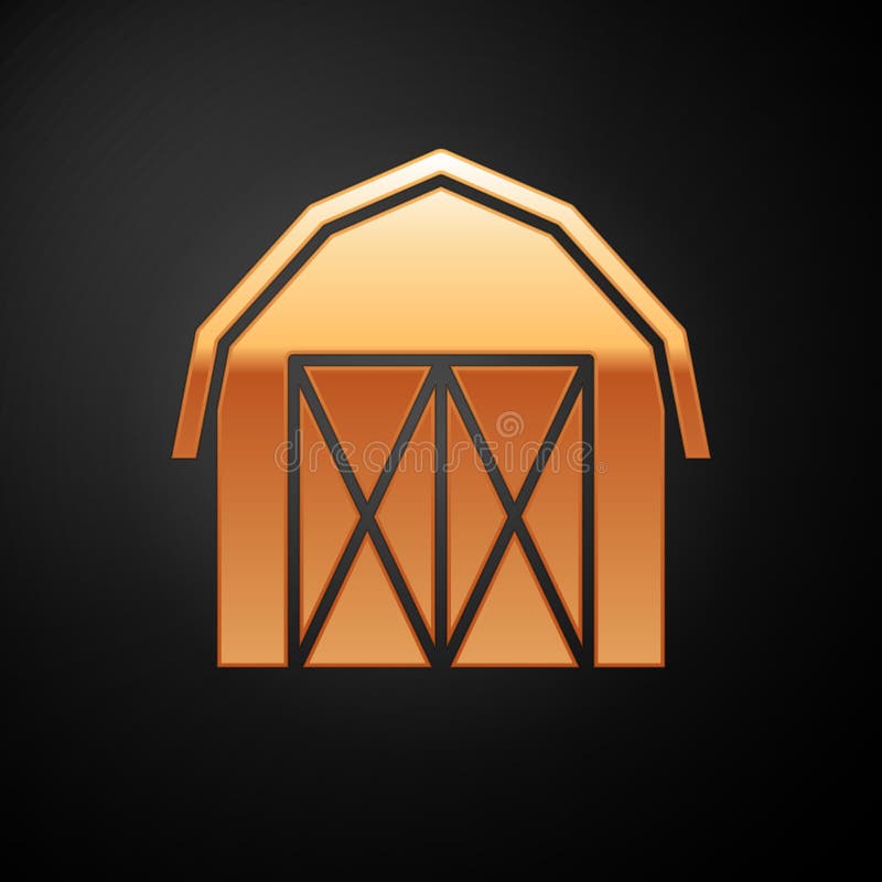 Gold Farm House Icon Isolated on Black Background. Vector Stock Vector ...