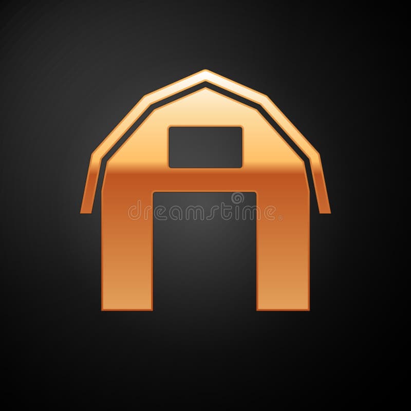 Gold Farm House Icon Isolated on Black Background. Long Shadow Style ...