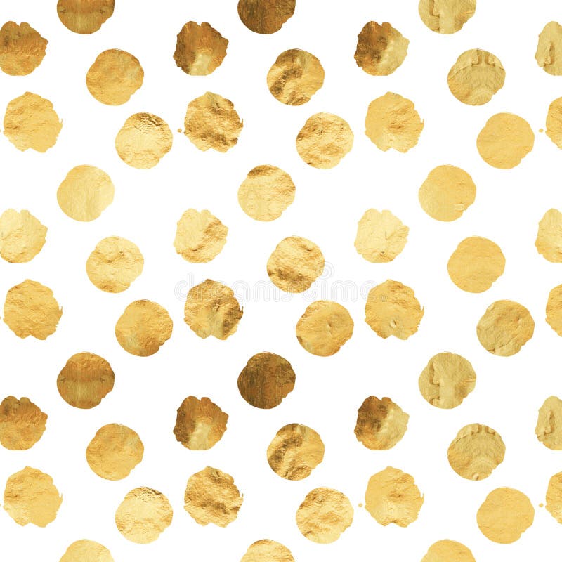 Gold Faux Foil Metallic Dots White Background Pattern Stock Image