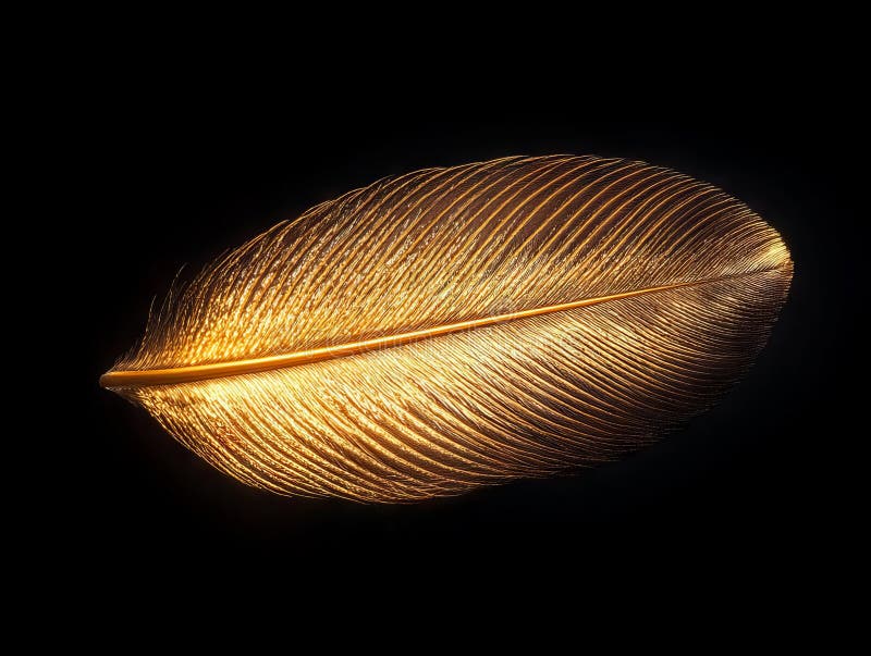 A Gold Feather on a Black Background Stock Image - Image of elevated ...