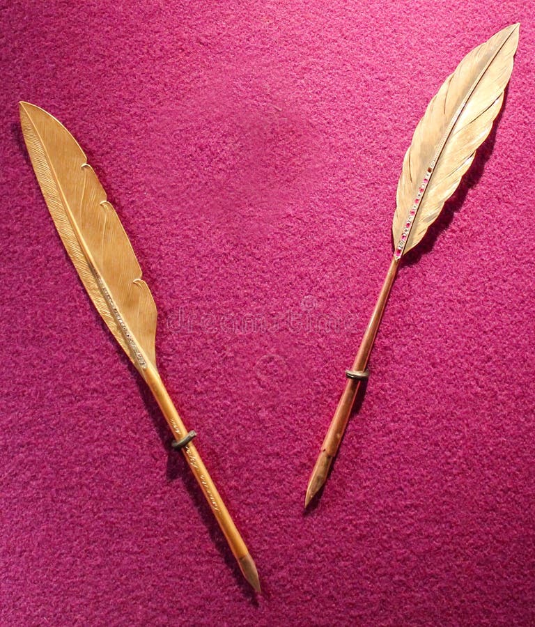 Gold feather pen stock photo. Image of antique, write - 39656686