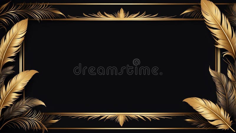 Gold Feather Border Stock Illustrations – 1,588 Gold Feather Border ...