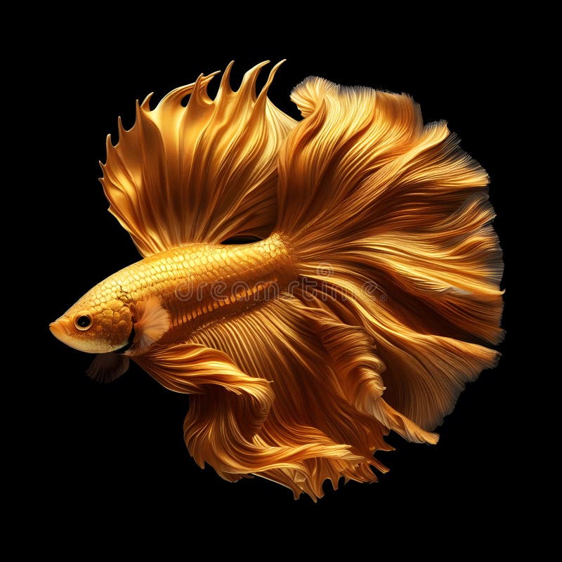 Gold Fighting Fish on Black Background Stock Illustration ...