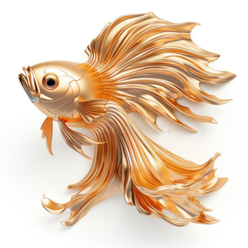 A Gold Fighting Fish is Shown on a White Surface Stock Illustration ...