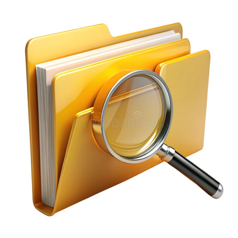 Gold File Folder Search Magnifying Glass Icon Image Stock Illustration ...