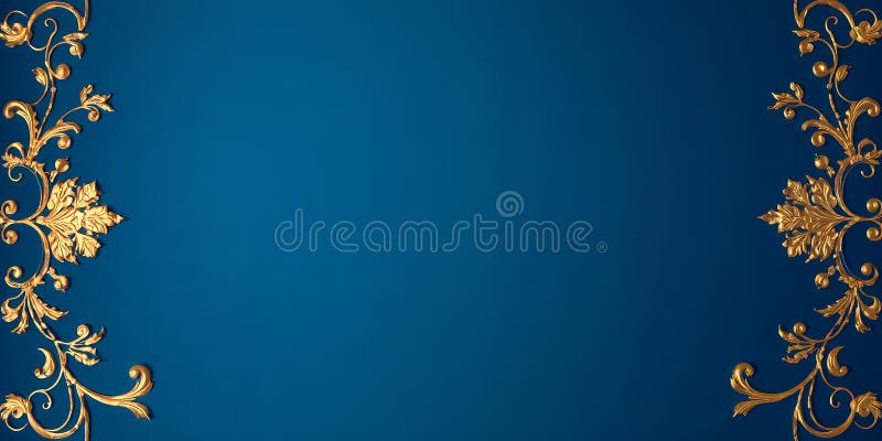 Gold Filigree Design on a Blue Background Stock Illustration ...