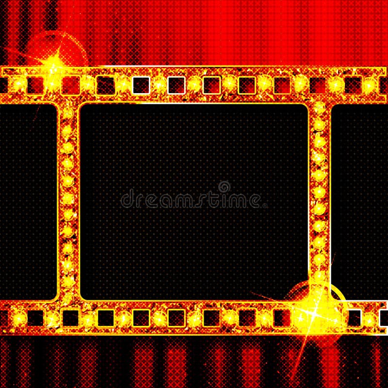 Gold Film on the Red Curtain Stock Vector - Illustration of record ...