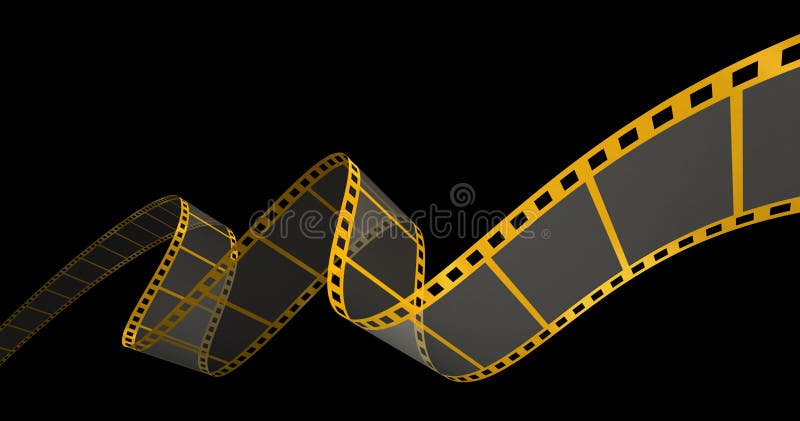 Gold Film Strip on black stock illustration. Illustration of film ...
