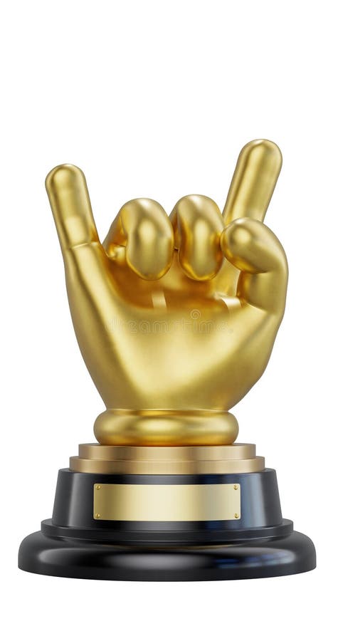 Gold Finger Trophy on White Background. Cartoon Thumb Up. Isolated ...