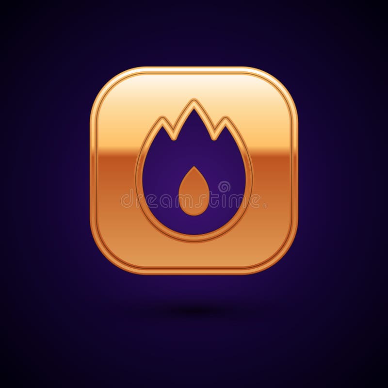 Gold Fire Flame Icon Isolated on Black Background. Vector Stock Vector ...