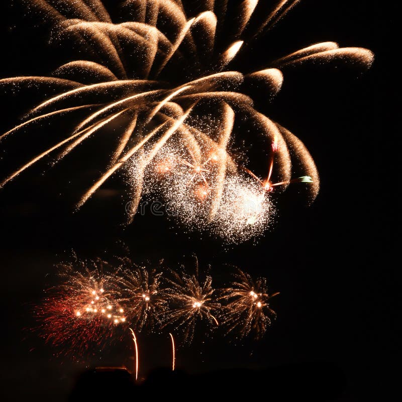 Firework Display in the Black Sky Stock Photo - Image of evening ...