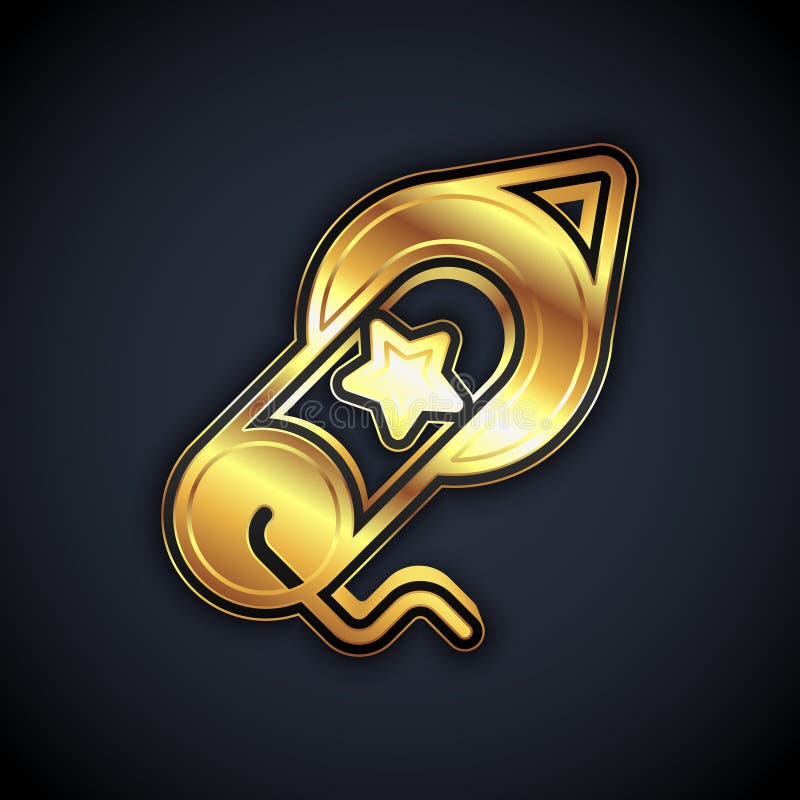 Gold Firework Icon Isolated on Black Background. Concept of Fun Party ...