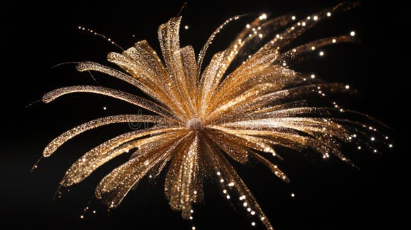 Gold Fireworks Display Against Dark Background Stock Photo - Image of ...