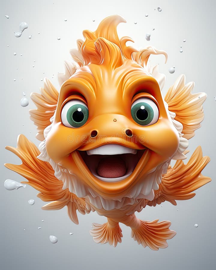 A Gold Fish with a Big Smile on Its Face and Eyes. Generative Ai Stock ...