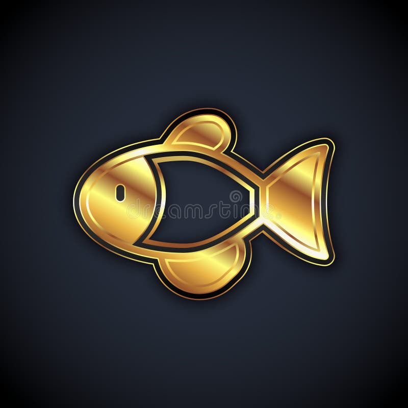Gold Fish Icon Isolated on Black Background. Vector Stock Illustration ...