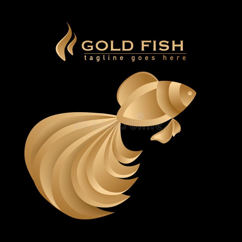 Gold Fish Illustration Vector Template, Logo, Creative Luxurious Fish ...