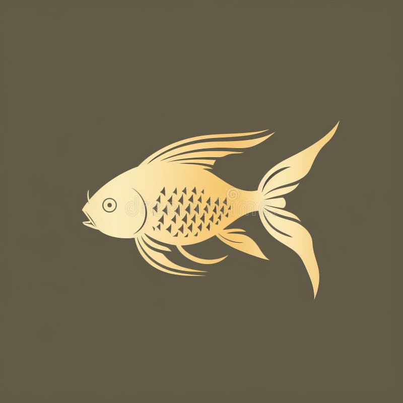 Gold Fish Logo: Simple Flat Vector Design in Beige and Green Stock ...