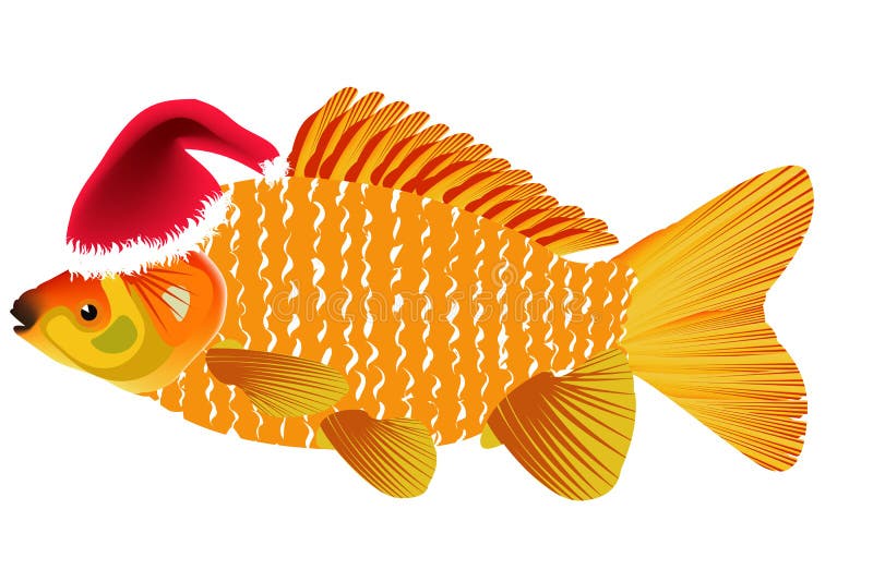 Gold fish as Santa Claus stock image. Image of christmas - 3695593