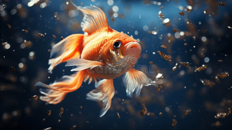 A Gold Fish Swimming in Water. Generative AI. Stock Illustration ...