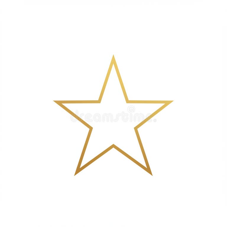 Gold Five-pointed Star Outlined with a Thin Line on a White Background ...