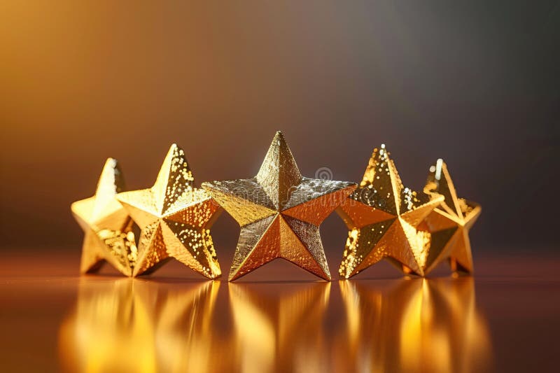 Gold Five-star Rating Trophy on a 3D Background Symbolizing Achievement ...